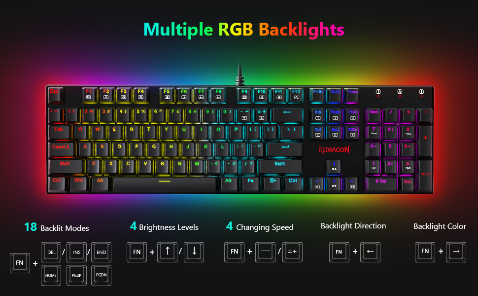 Mechanical Gaming Keyboard, Redragon Mechanical Keyboard with 105 ...