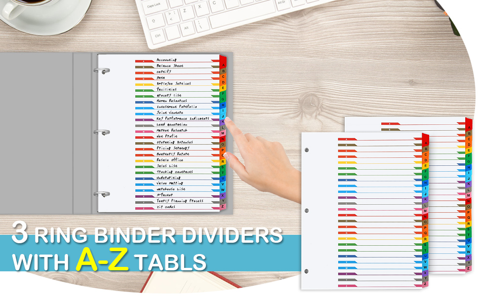 Amazon.com : Alphabet Binder Dividers for 3 Ring Binder, COIDEA A-Z ...