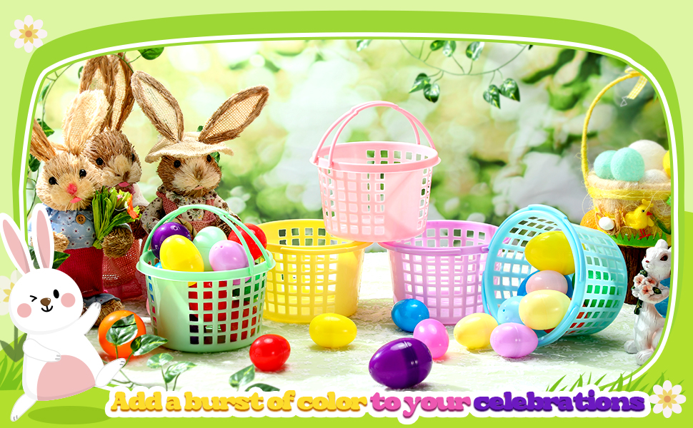 Amazon.com: DoubleFill 60 Pcs Pastel Plastic Easter Baskets Bulk Small ...