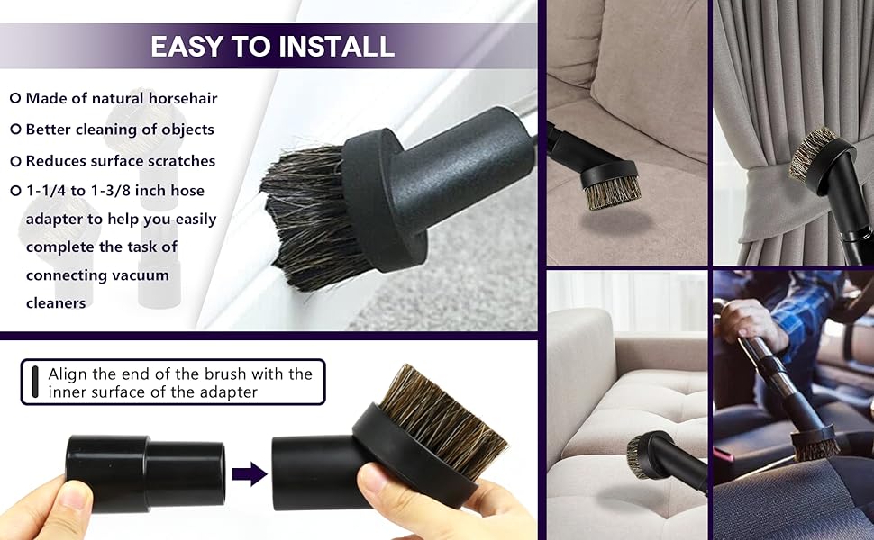 Amazon.com: 3PCS Horse Hair Brush Vacuum Attachment Set - Black Round ...
