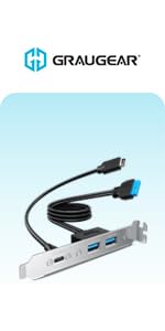 Amazon.co.jp: GRAUGEAR 20Gbps USB 3.2 Gen 2x2 USB-Cフロントパネルアダプター、マザーボードヘッダー延長ケーブル、USB-Cメスから20ピン ...