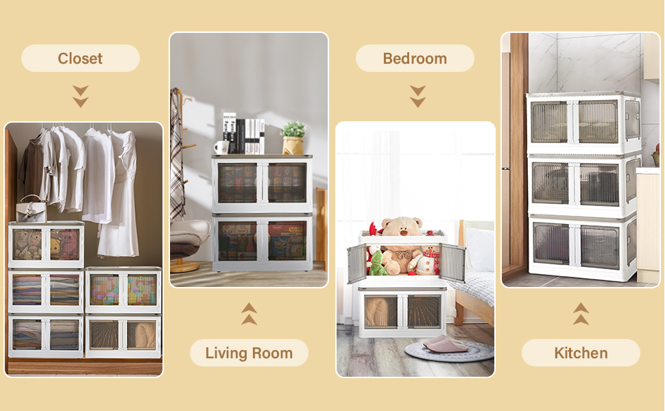 BTGGG 3 Pack Storage Boxes with Lids 40L*3 Plastic Foldable Storage ...