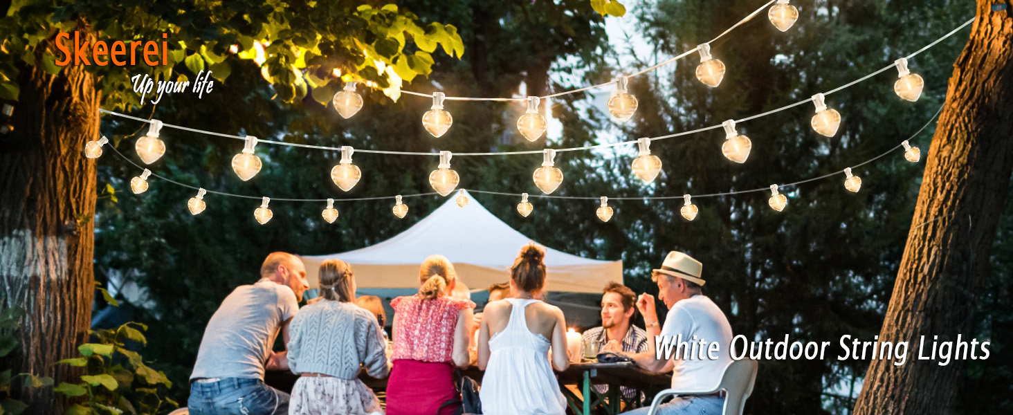 50FT Patio Lights Waterproof Outdoor White Cord, Bistro Lights Outdoor ...