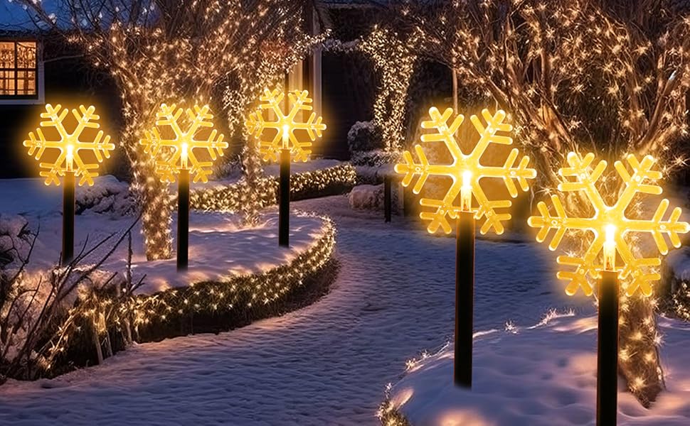 Amazon.com : Mycznsyard Christmas Snowflake Pathway Light 5 Pack ...