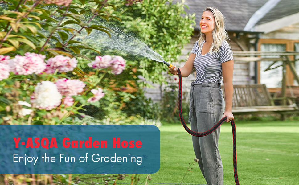 YASQA Heavy Duty Garden Hose 100 ft 5/8 Inch, Contractor's Leak Proof Durable No Kink Easy Coil ...