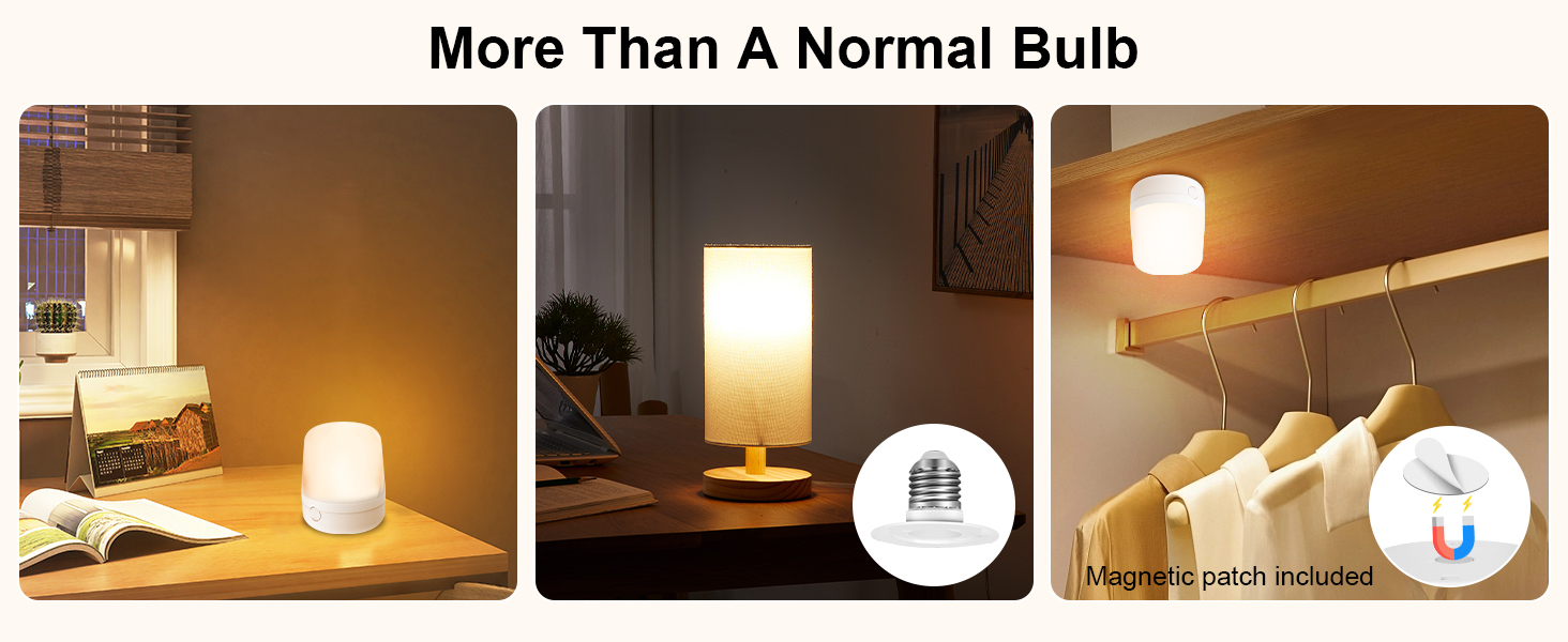 Eocean E27 Rechargeable Light Bulbs with Remote Control, Wireless Light ...