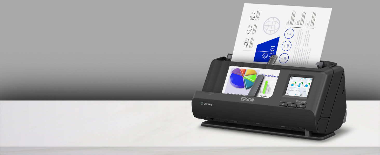 Amazon.com: Epson Workforce ES-C380W Wireless Compact Desktop Document Scanner with 2-Sided ...