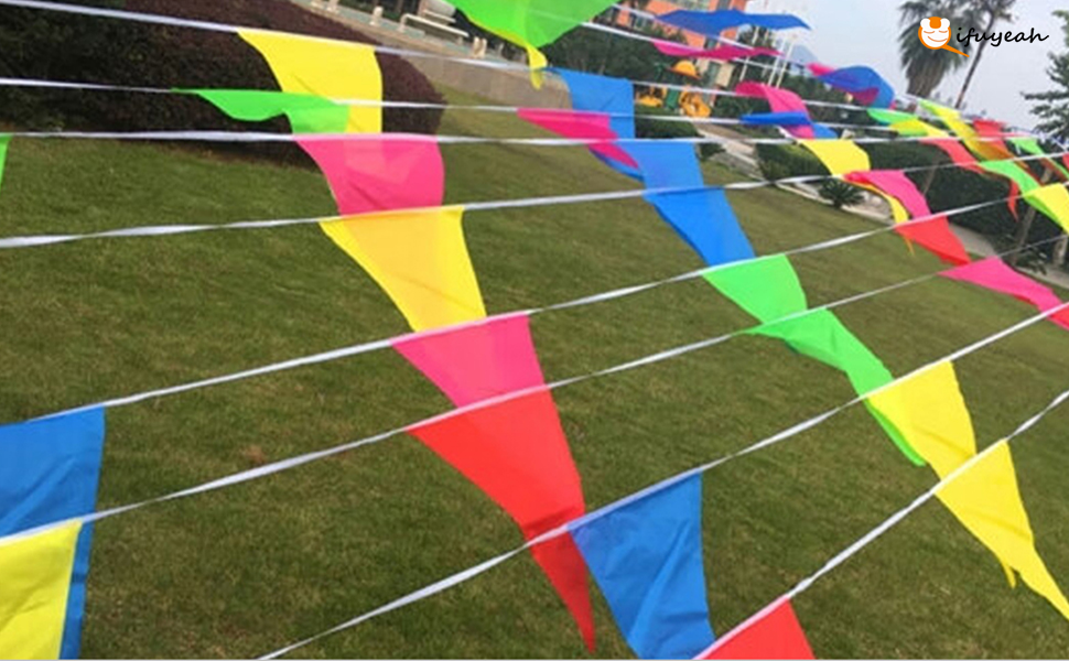 Amazon.com: 300PCS Rainbow Pennant Banner Colorful Triangle Flags ...