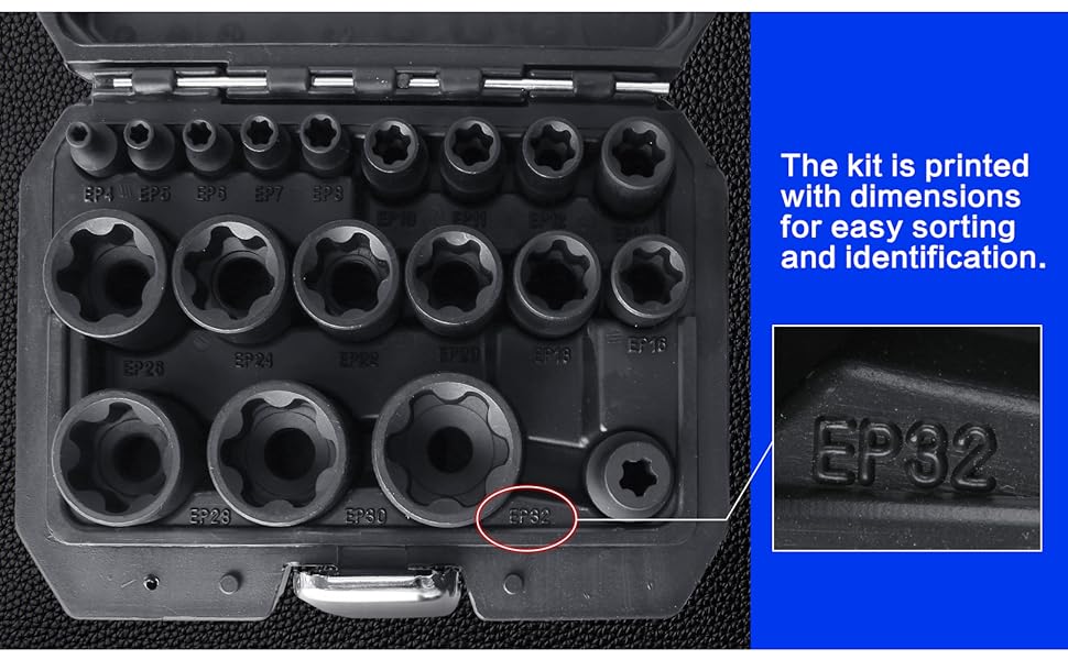 Amazon.com: SPEEDWOX 19pc EP Socket Set - 1/2", "3/8", "1/4" Drive External Torx Plus & Female E ...