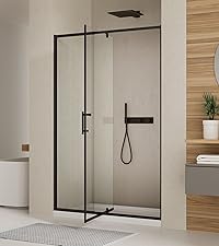 44-48" W x 71" H Pivot Shower Door,Pivot Semi-Frameless Swing Glass Shower Door with 1/4"(6mm ...