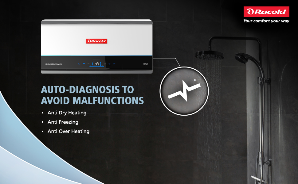 Racold Omnis Slim Wi-Fi 25L Horizontal Energy Efficient Storage Water Heater (Geyser) | Voice ...