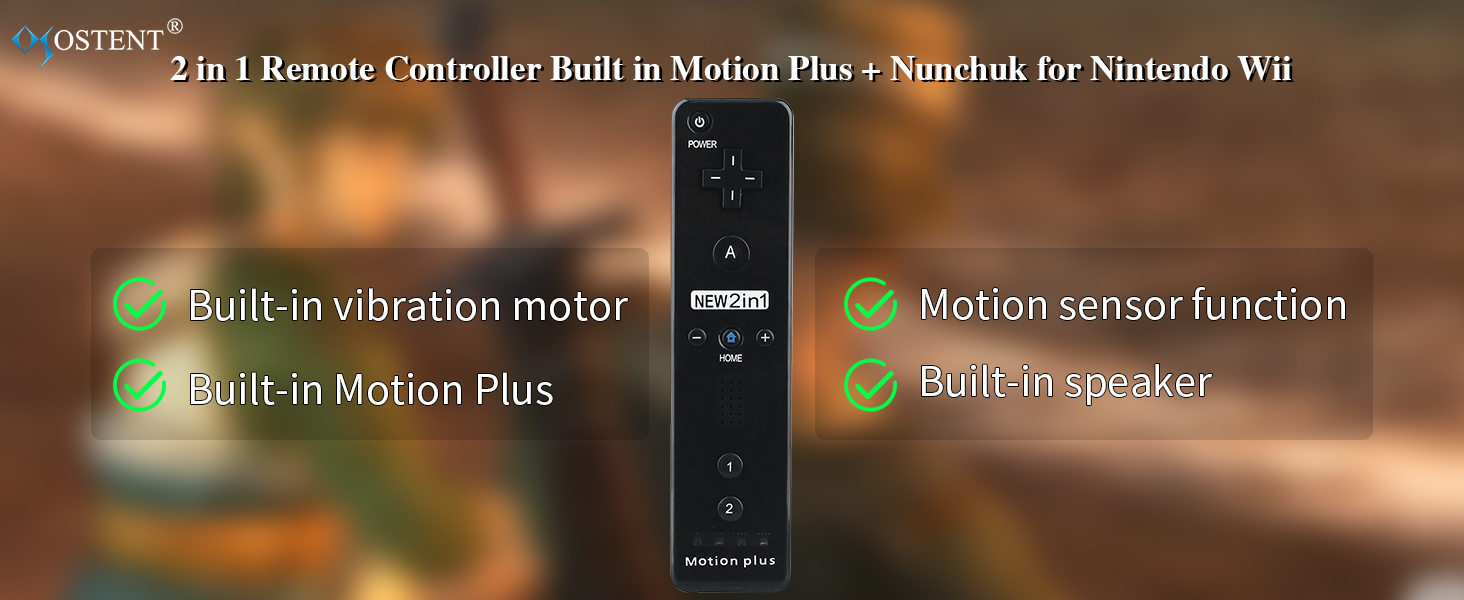 OSTENT Mando a Distancia 2 en 1 Integrado Motion Plus + Nunchuk para ...