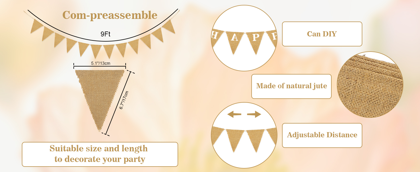 Amazon.com: GCQQ Blank Burlap Banner Pre-Strung, 13Ft 13 Pcs Burlap ...