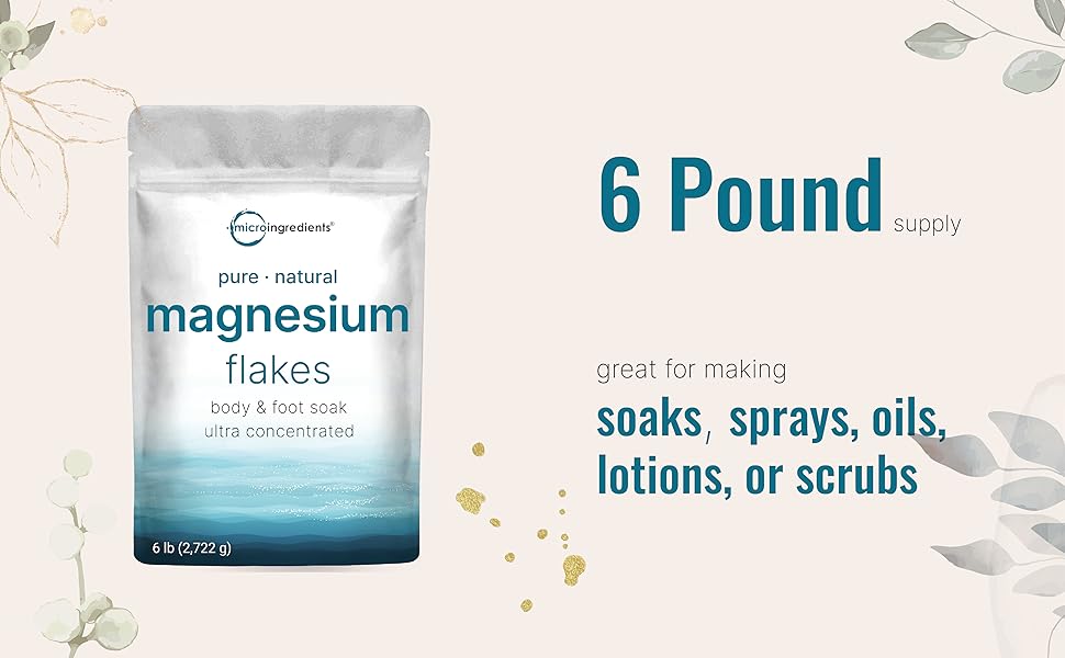 Amazon.com: Pure Magnesium Flakes, 6lbs | Great for Foot & Body Bath Soaks | Natural Magnesium ...
