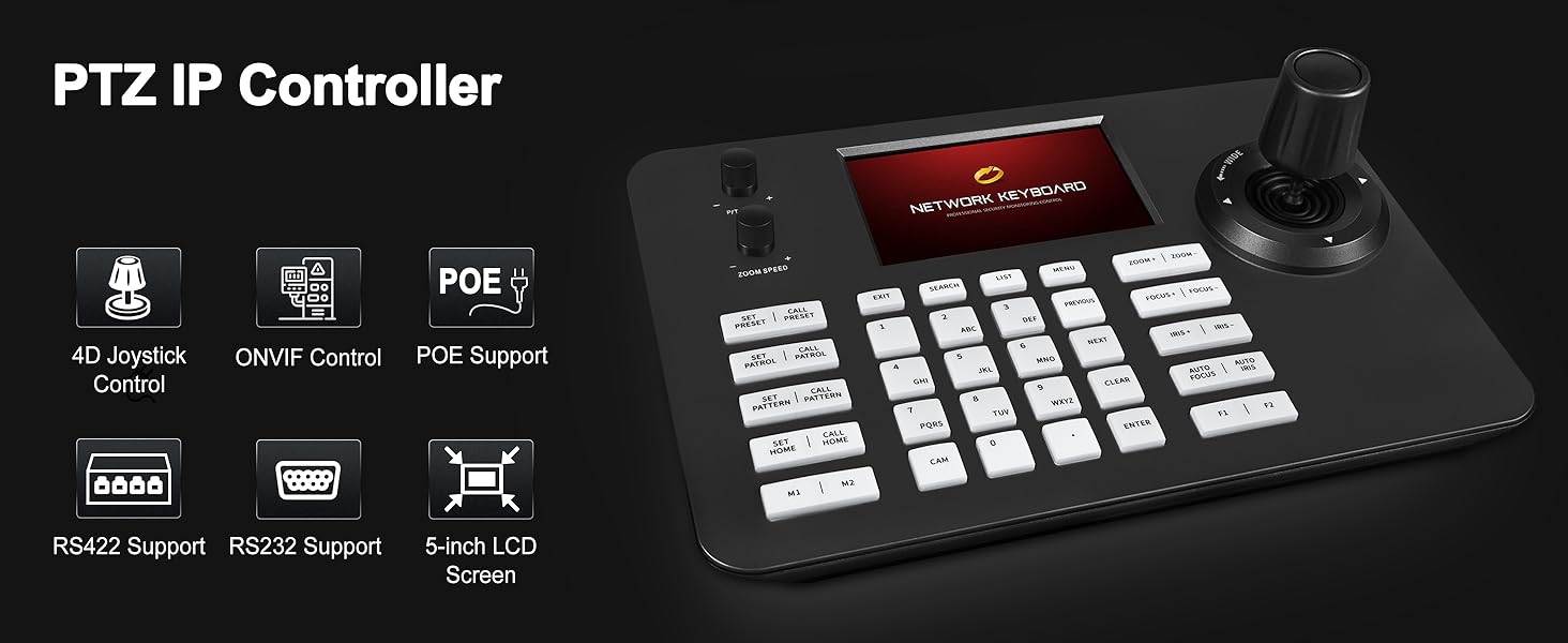 Amazon.com: PTZ Controller Camera Controller POE IP 4D Joystick ...