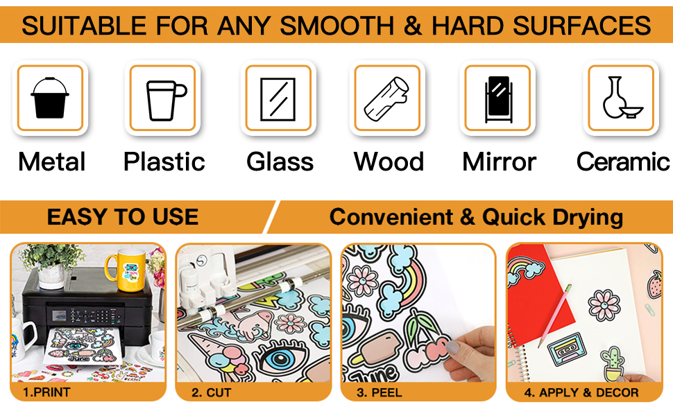 Printable Vinyl for Inkjet Printer & Laser Printer - 40 Pcs Glossy White Inkjet Printable Vinyl ...