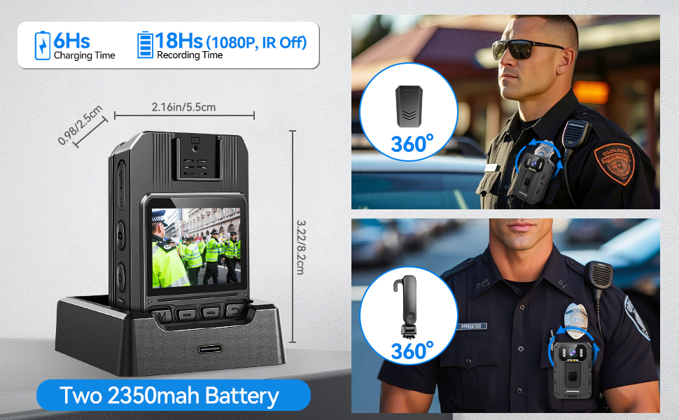 Amazon.com: SYDYAM-R1 4K UHD Body Worn Camera, 128GB 2160P Body Cam with Two 2350mAh Batteries ...