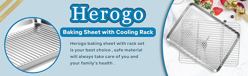 Herogo Stainless Steel Bakeware Pan Set Nonstick, 12.4 x 9.6 x 1 Inch ...