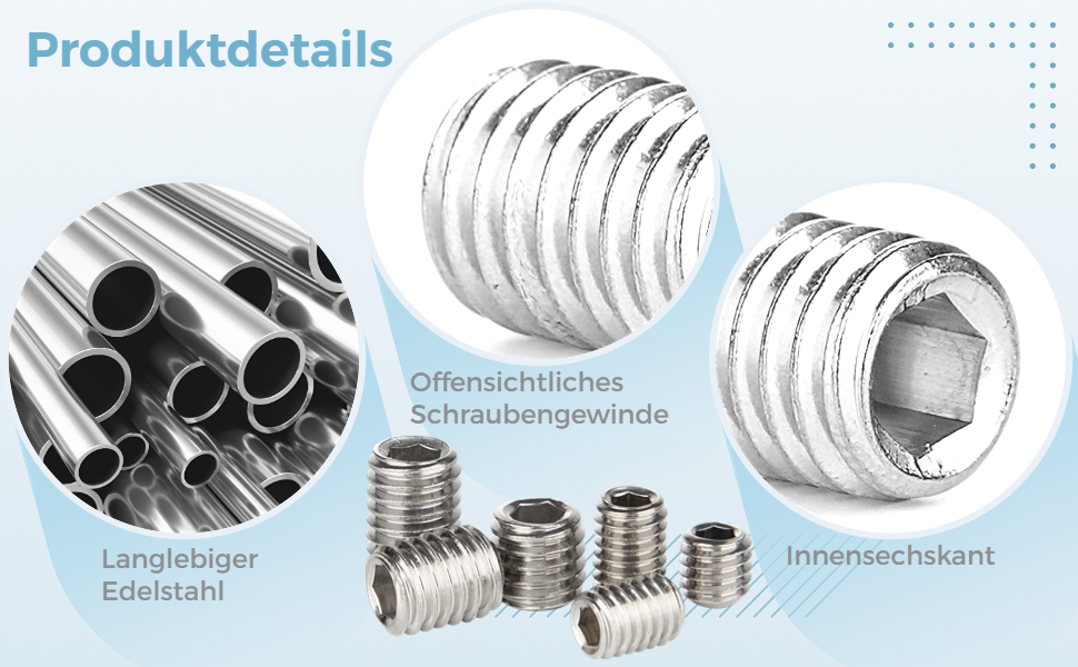 YHomU 540 Madenschrauben, 17 metrische Größen M2/3/4/5/6/8 Innensechskantschrauben-Sortiment Kit ...
