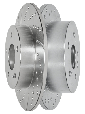 AutoShack Rear Drilled Slotted Brake Rotors Silver Pair of 2 Driver and Passenger Side ...