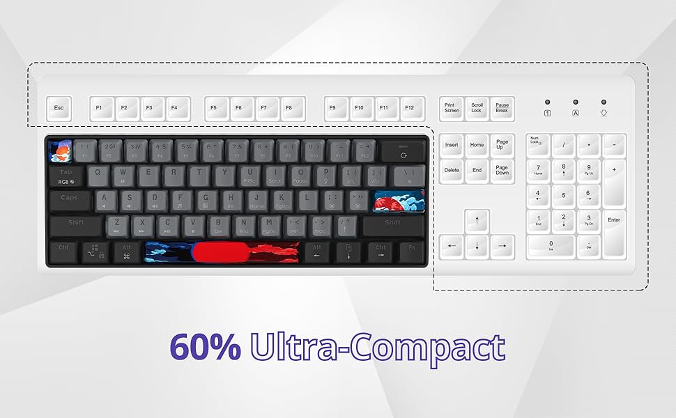 Owpkeenthy 60% Percent Keyboard Mechanical Gaming Blue Switch Ultra ...