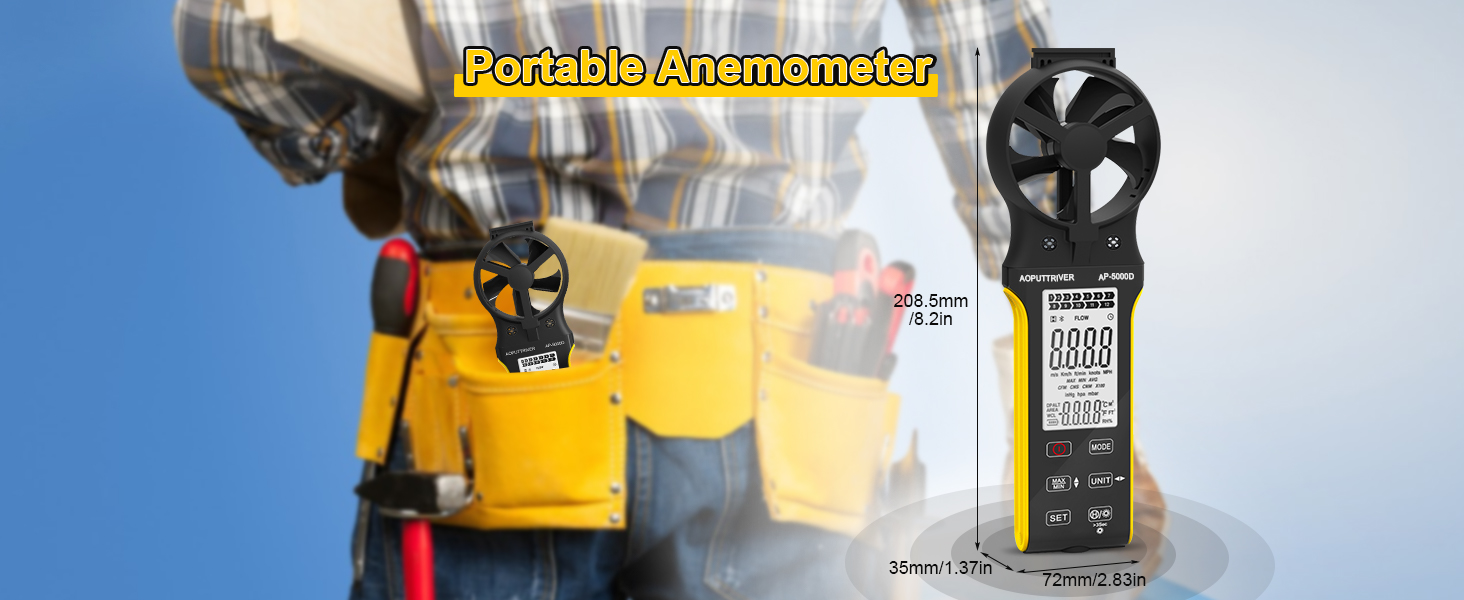 Amazon.com : Rechargeable Air Flow Meter Handheld with Touch Screen, HVAC Anemometer CFM Meter 0 ...