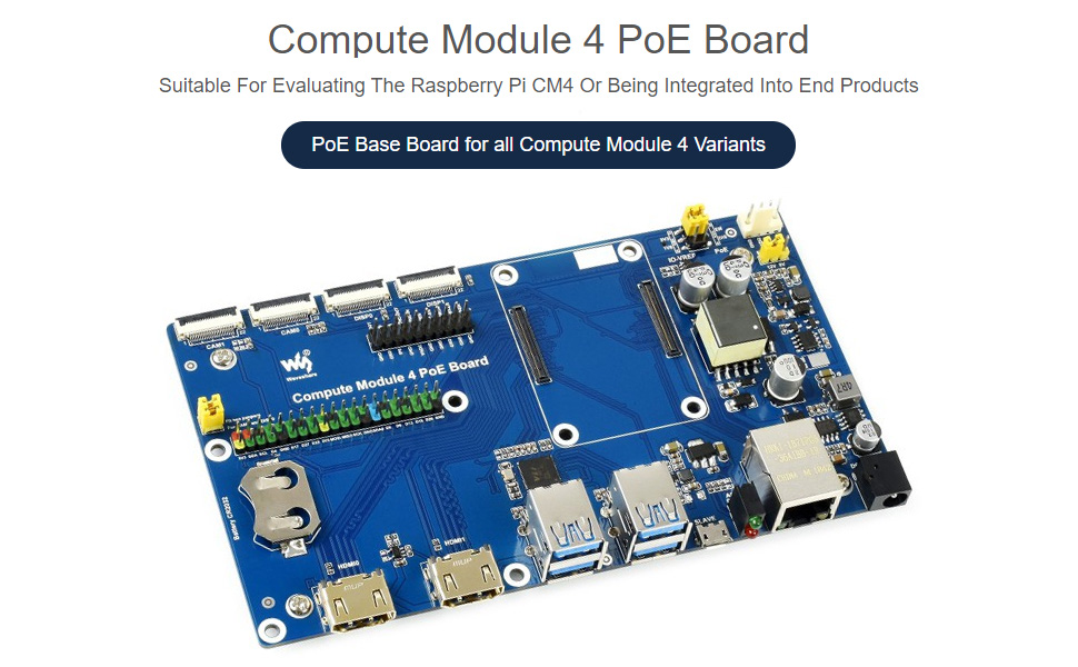 Amazon.com: Waveshare Compute Module 4 IO Board with PoE Feature ...