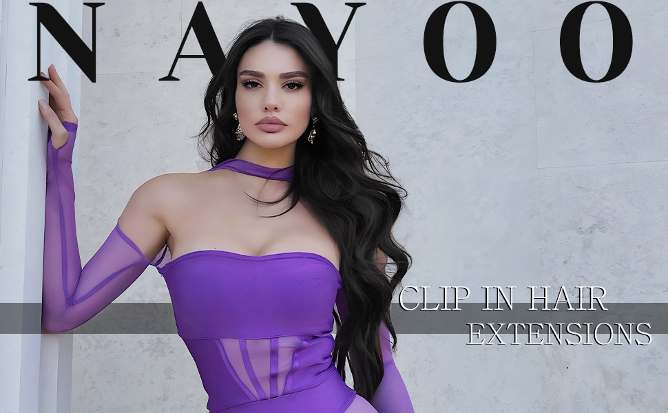 Amazon.com : NAYOO Clip in Hair Extensions for Women 20 Inch Long Wavy Curly Natural Black Hair ...