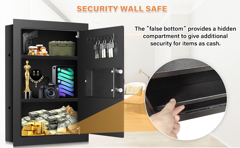 25.6" Tall Wall Safes Between the Studs Fireproof, Combination Lock ...
