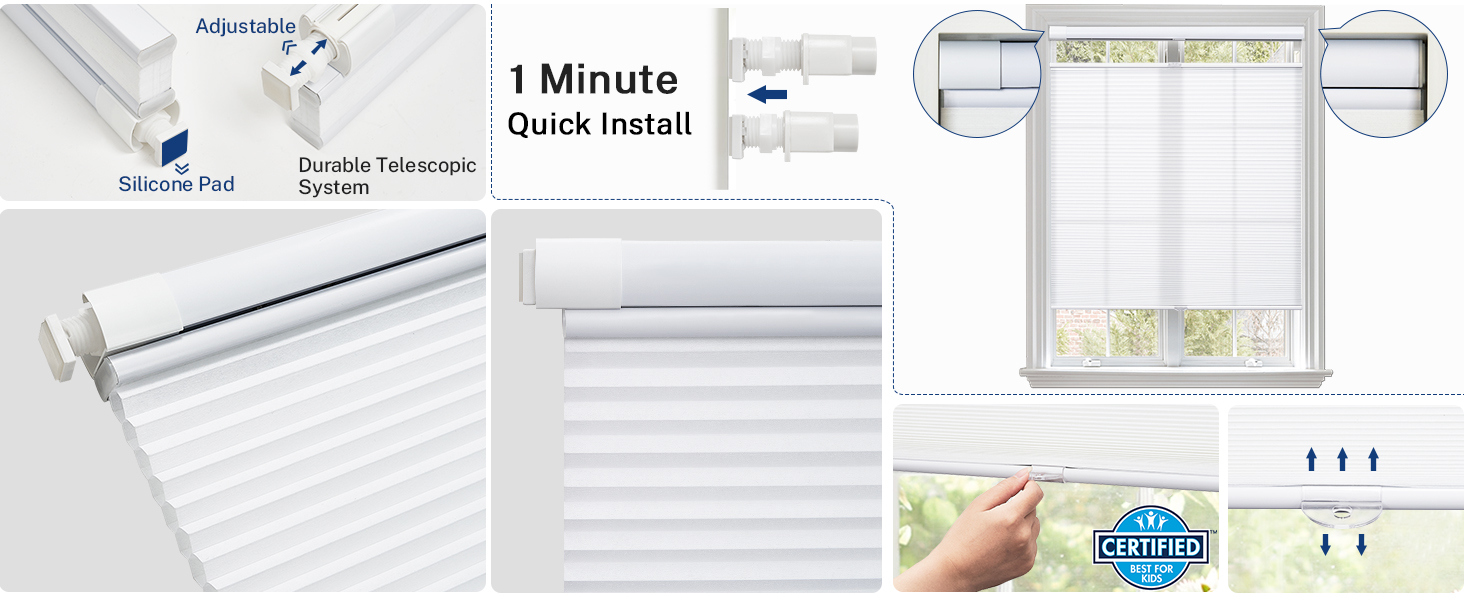 Amazon.com: MiLin Top Down Bottom Up Cordless Cellular Shades No Tools No Drill Blinds for ...