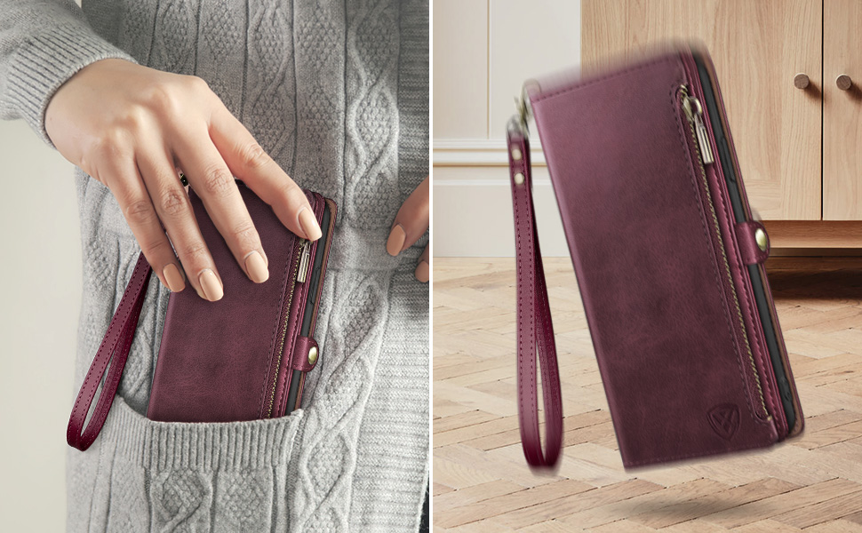 Amazon.com: XcaseBar for Samsung Galaxy A53 5G Wallet case with Zipper 【RFID Blocking】 Credit ...