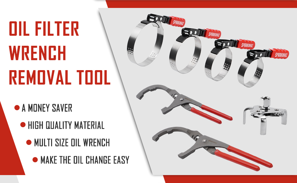 Amazon.com: SPARKWHIZ Oil Filter Wrench Set, Oil Filter Removal Tool 2-3/4" - 5-1/4", 9" & 12 ...