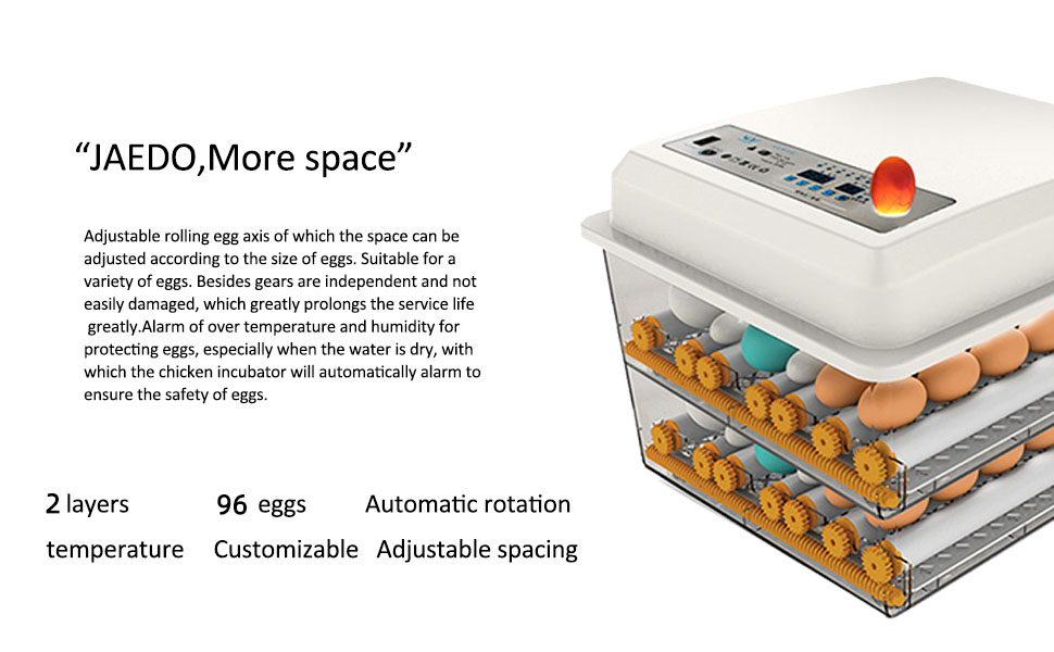Amazon.com: JAEDO Automatic Egg Incubator 96~128 Eggs Poultry Hatcher with Automatic Egg Turning ...