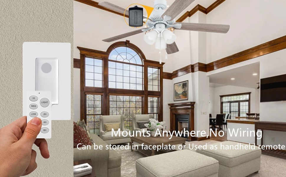 Nexete Universal Ceiling Fan Wall Remote Control, Dip Switch with ...