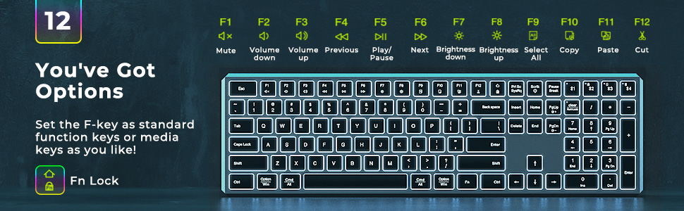 Amazon.com: seenda Backlit Bluetooth Keyboard, Illuminated Multi-Device ...