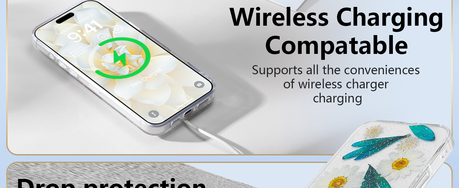 Amazon.com: rongki Floral Case for iPhone 16 Pro Max Clear Case with Real Dried Flower Patterns ...