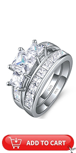 Amazon.com: MABELLA 925 Sterling Silver Cubic Zirconia Princess Cut Women's Wedding Engagement ...