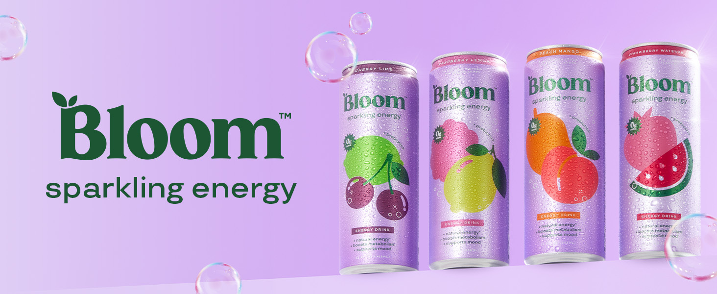 Amazon.com: Bloom Sparkling Energy Drink - Natural Caffeine, Zero Sugar, 180mg Caffeine ...