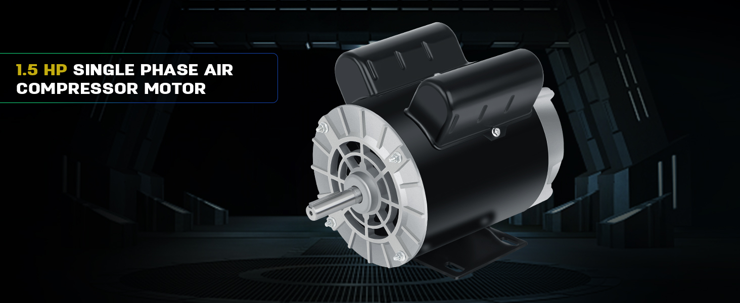 1.5HP Air Compressor Motor 3450 RPM Electric Motor, 115/230V Single Phase Motor, 56 Frame 5/8 ...