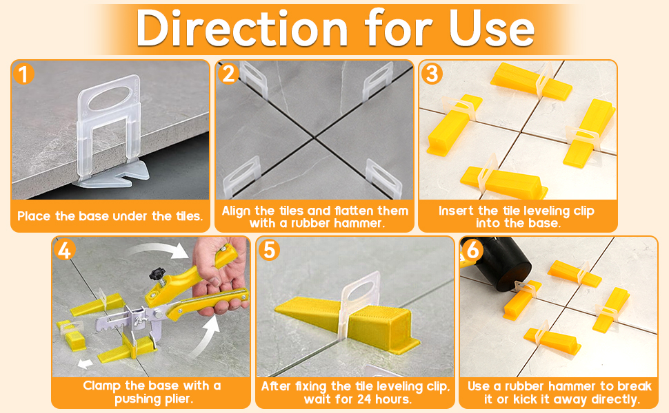 1/8" Tile Leveling System Spacers 2000 PCS Tile Leveling Clips Kit ...