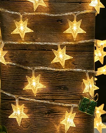 Snowflake Christmas String Lights with 6 Drops - 8.8 Ft. 100 Mini Bulb ...