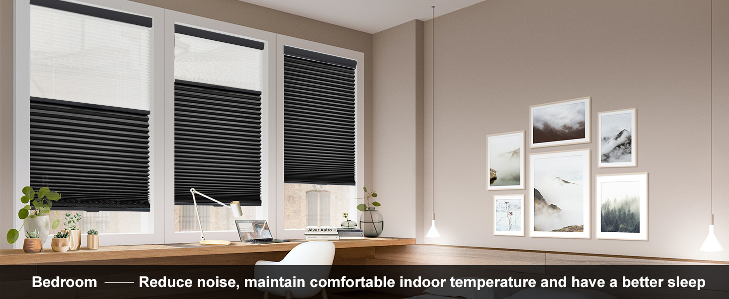 Persilux Custom Size 100% Blackout Honeycomb Blinds Cordless Top Down Insulated Cellular Window ...