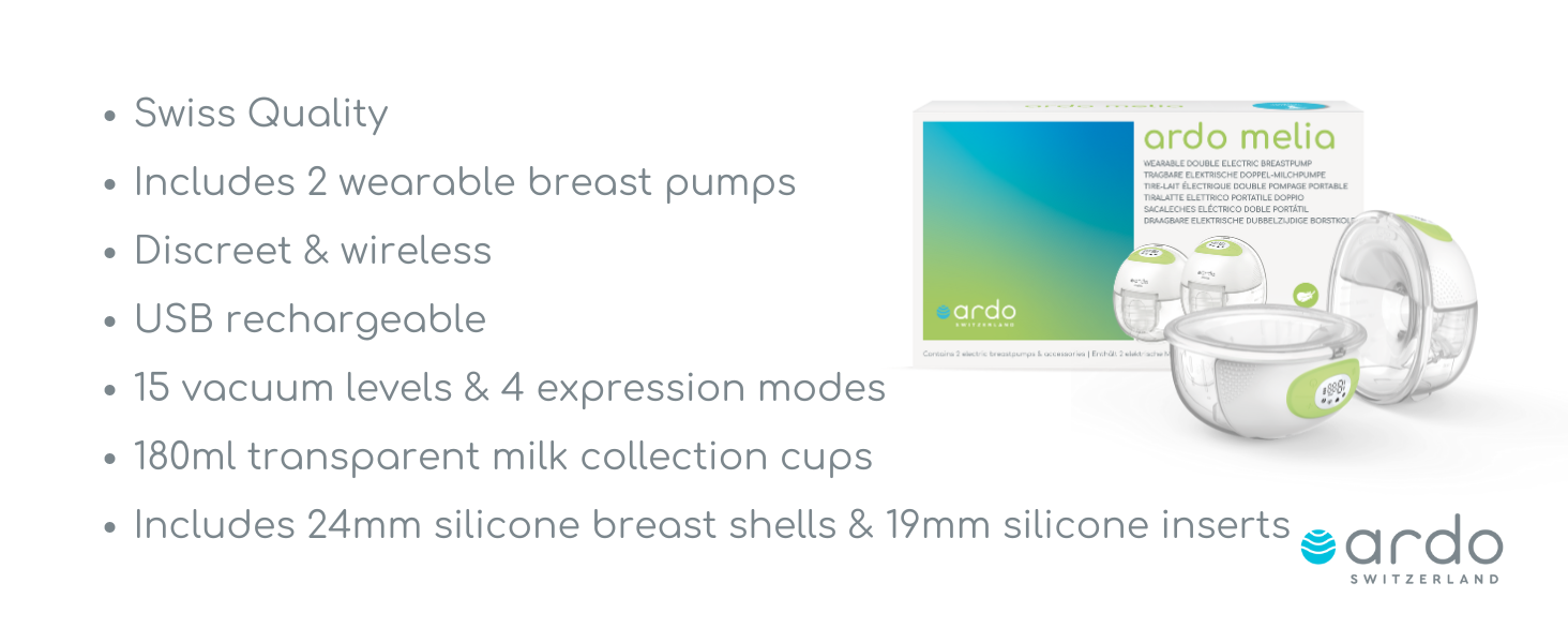 Ardo Melia Wearable Double Breast Pump. Hands Free Breast Pump with 4 Modes for Comfort ...