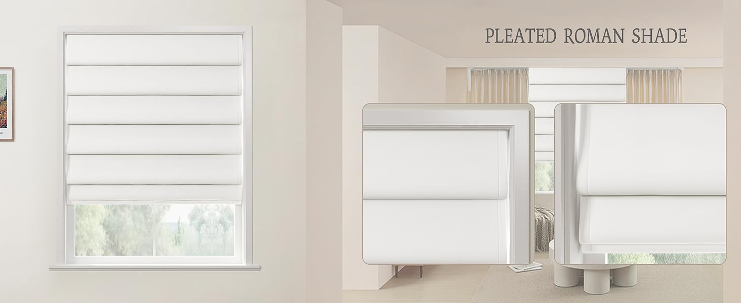 Amazon.com: ChadMade Linen Blend Roman Window Shade for Meeting Room, Custom Made Cordless Roman ...