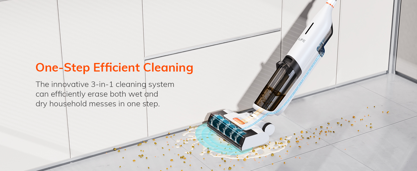 ILIFE W90 Handheld Vacuum Cleaner, Dry & Wet Smart Cordless Floor Cleaner for Multi-Surface ...