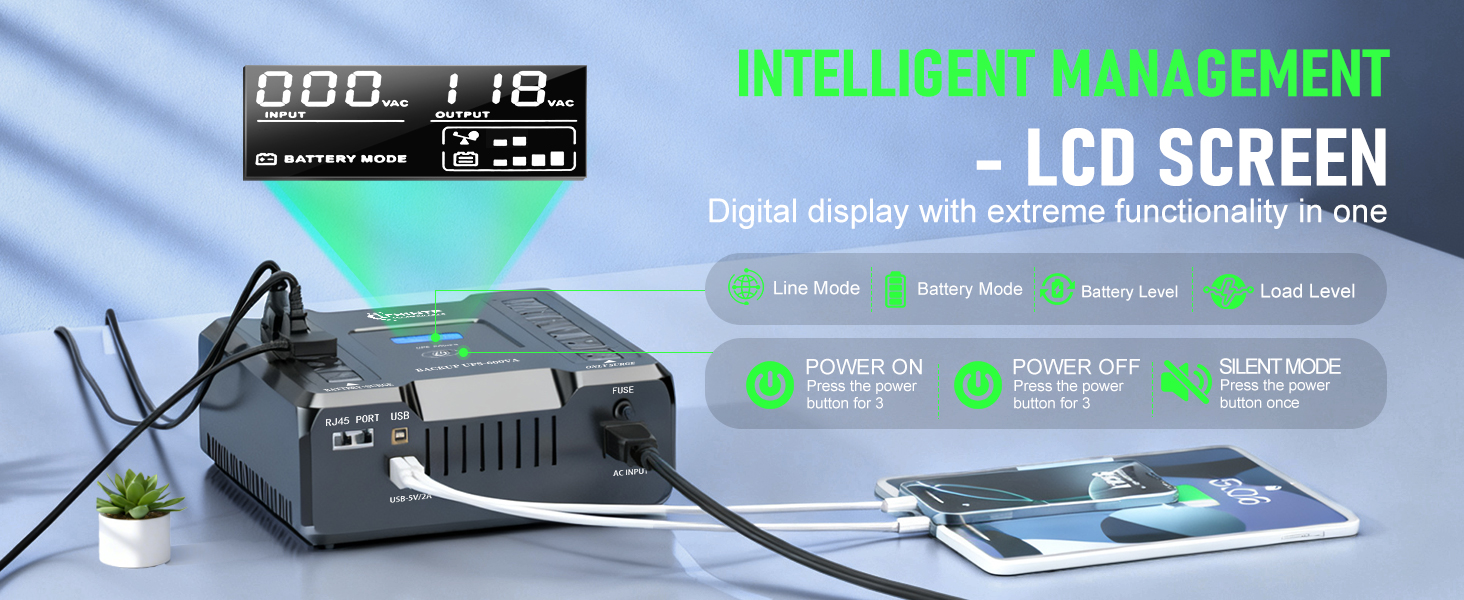 Amazon.com: UPS Battery Backup and Surge Protector, 600VA/360W LiFePO4 Battery Backup Power ...