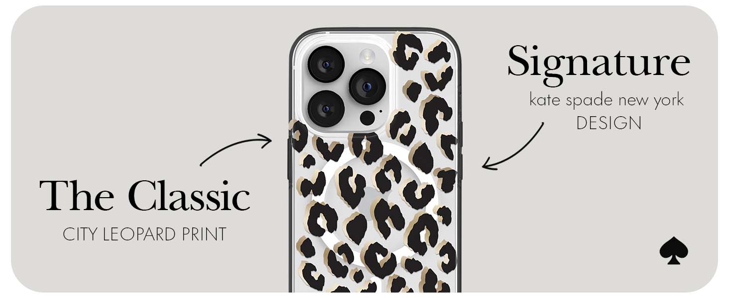Amazon.com: kate spade new york iPhone 14 Pro Case, Compatible with MagSafe - City Leopard Black ...