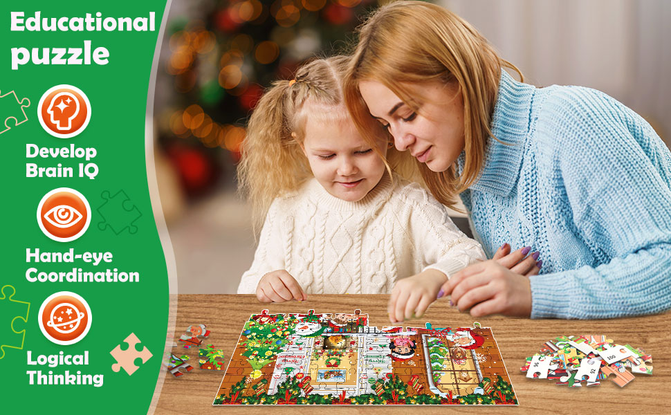ZMLM Christmas Puzzles for Kids 4-8: Santa’s Gift - 100 Pieces ...
