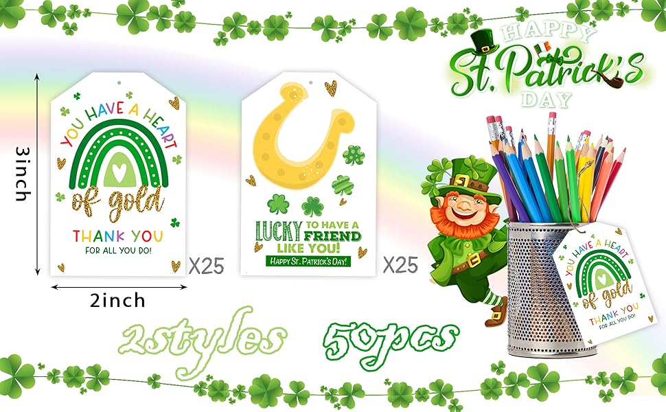Amazon.com : St. Patricks Day Gift Tags-50Pcs Happy St. Patrick’s Day ...