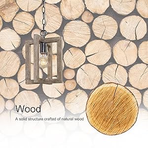 Farmhouse Pendant Light, Wood Pendant Hanging Light Fixtures for ...